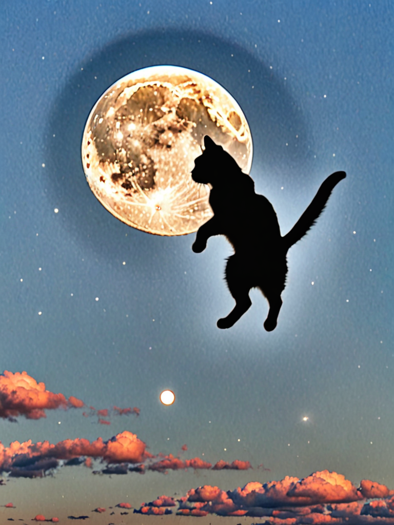 cat jumping over the moon