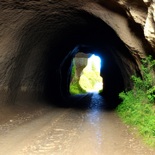 cave corridor with rails