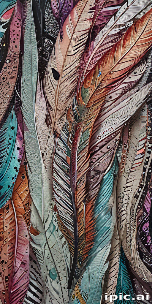 Colorful and Intricate Feathers Blending Together in a Vibrant Display