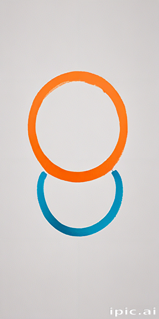 Abstract Art Featuring Two Overlapping Circles in Orange and Blue Colors