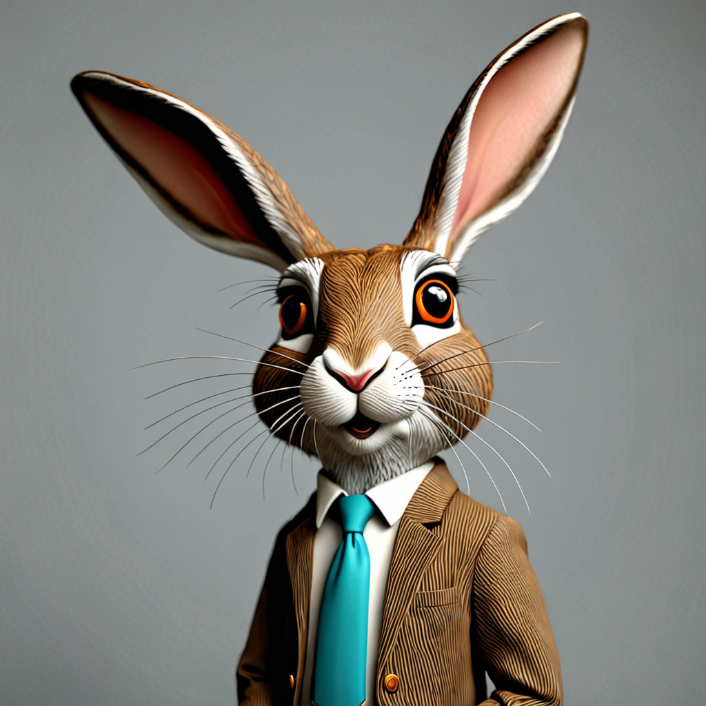 anthropomorphic hare, 3D