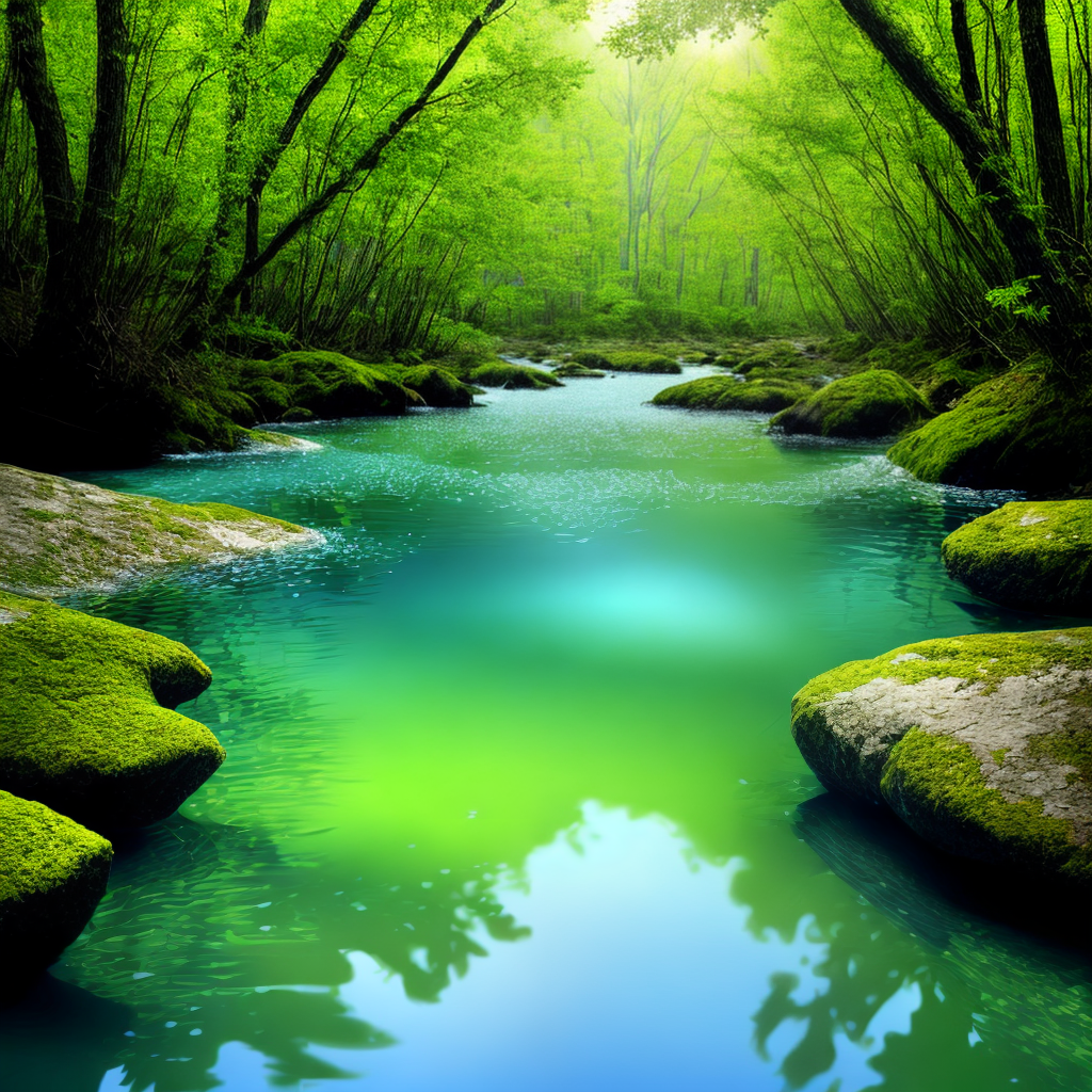 A Spring. In the forest. The Water is clear. Vector style