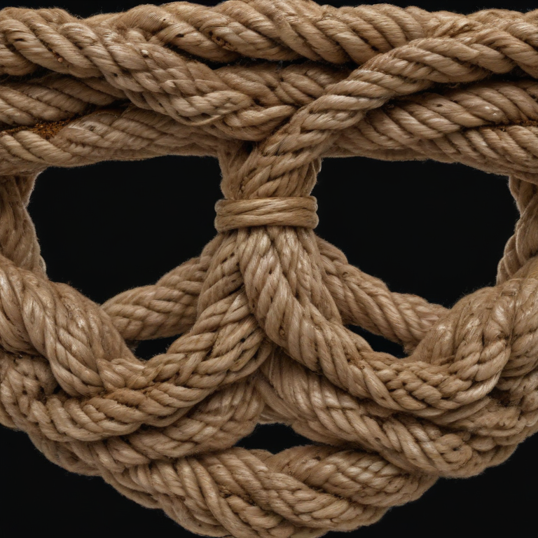 Intricate Patterns of Interwoven Natural Fiber Rope in Close-Up Detail
