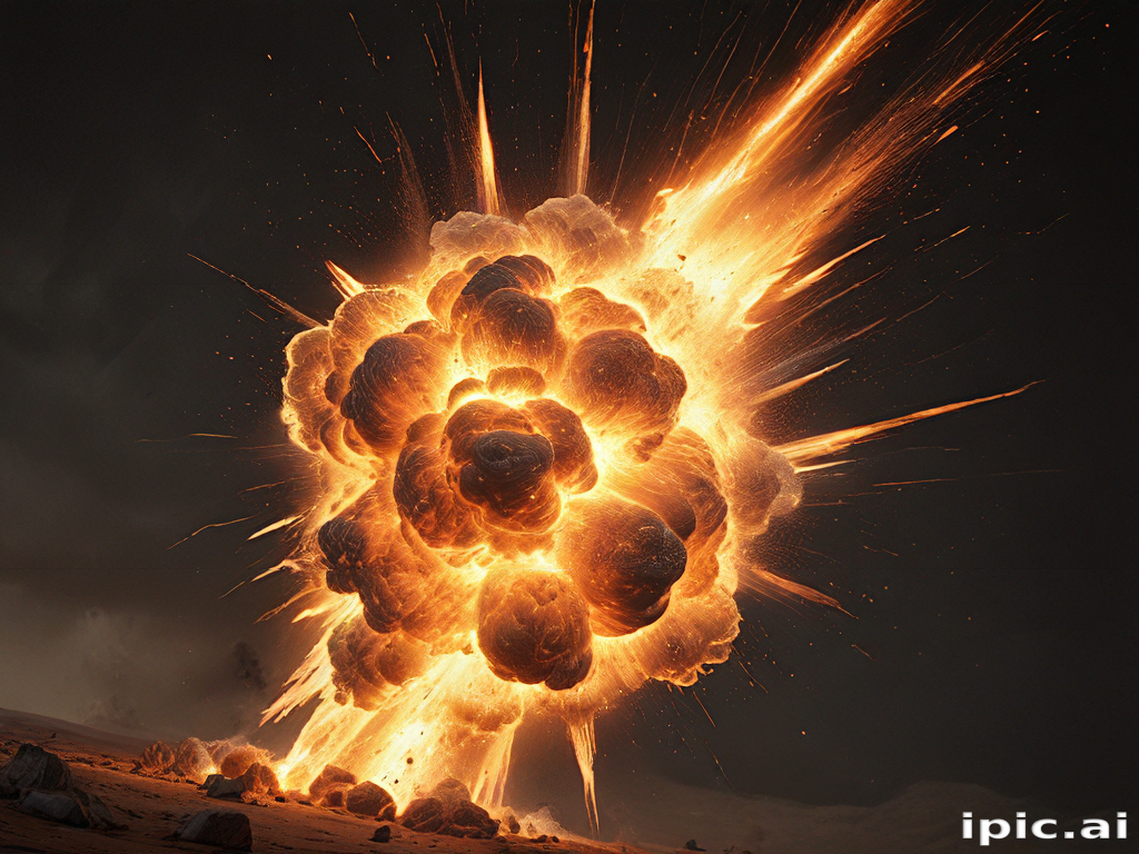 A Massive Explosion Erupts with Fiery Flames and Billowing Smoke Clouds