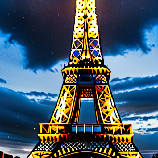 Paris destroyed Eiffel Tower Dark Sky