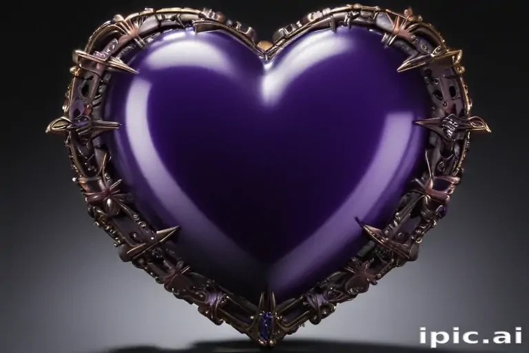 Intricately Designed Purple Heart Framed with Elegant Gothic Elements