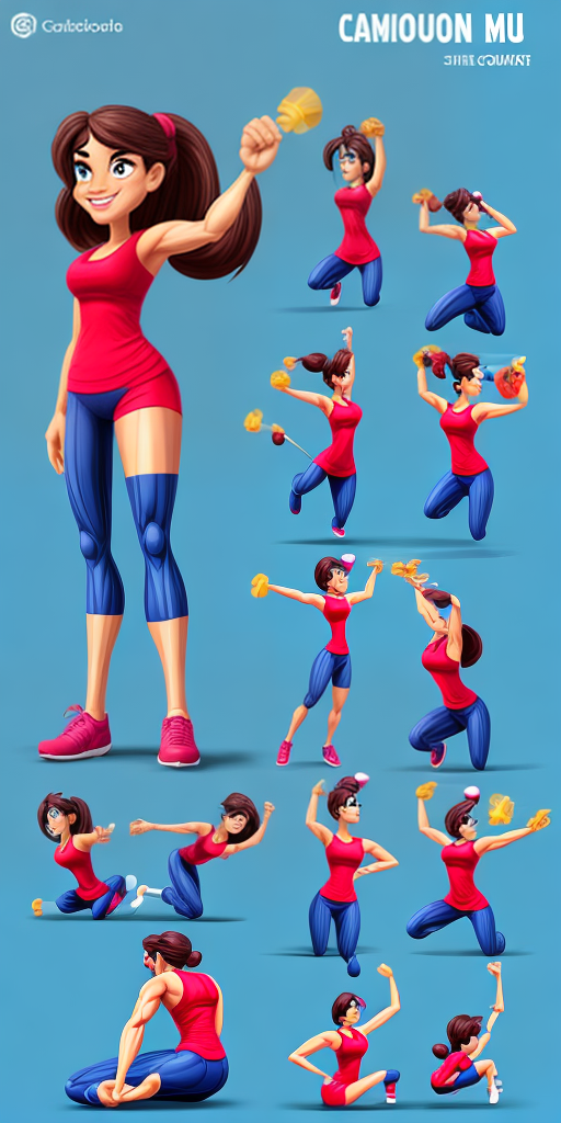 create cartoon woman with smooth muscles