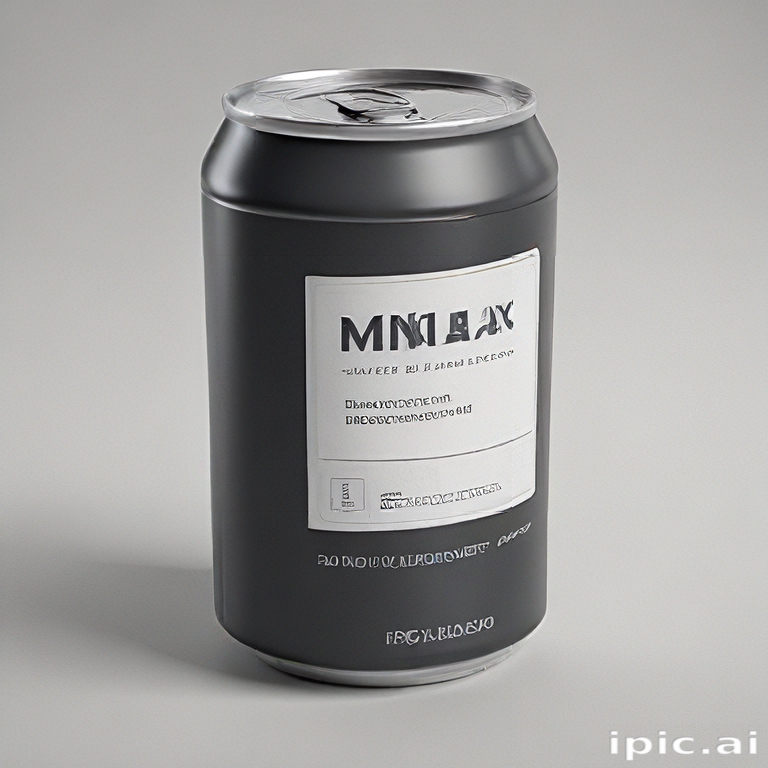 Minimalist Black Beverage Can Featuring Unique Design and Labeling Elements