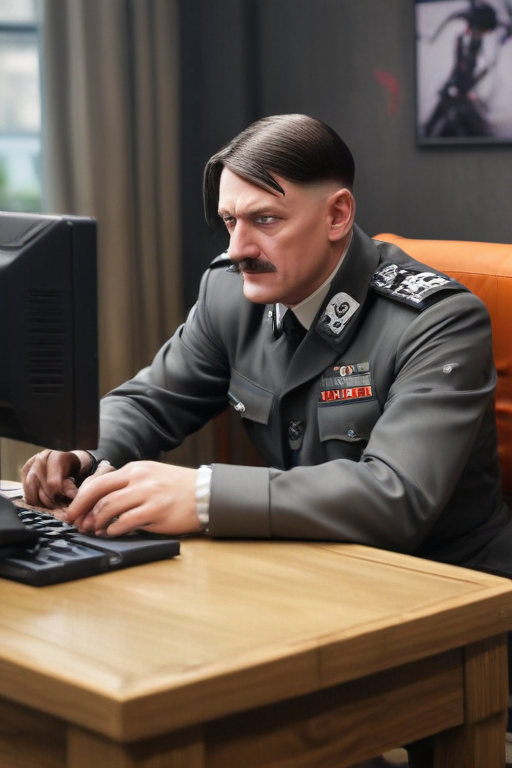 Hitler playing playing fortnite on ninjas set up