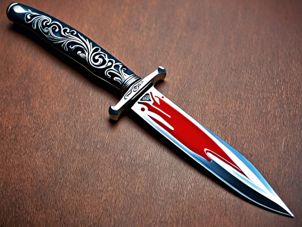 tattoo dagger with blood 4k