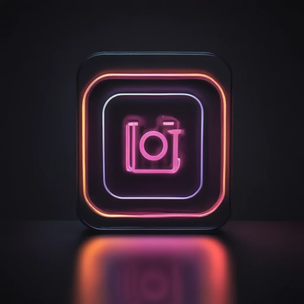 Vibrant Neon Instagram Logo Illuminated Against a Dark Background