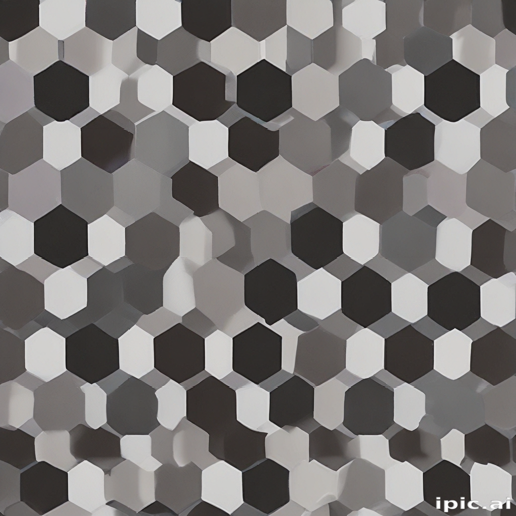 Intricate Geometric Pattern of Hexagons in Shades of Gray and White