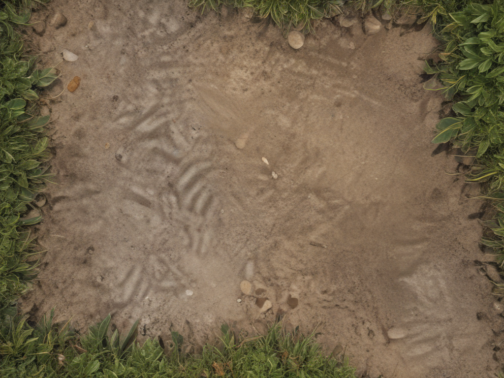 Nature's Canvas: A Sandy Patch Surrounded by Lush Green Grass