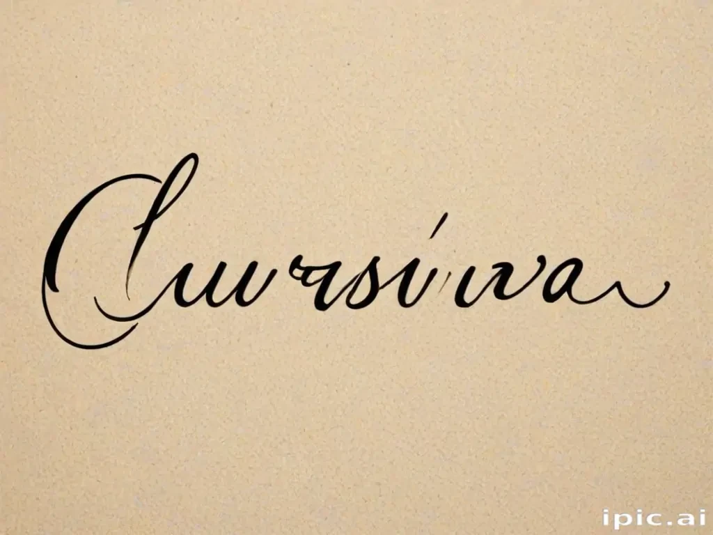 Elegant Handwritten Calligraphy of the Word 'Cursive' on Textured Paper