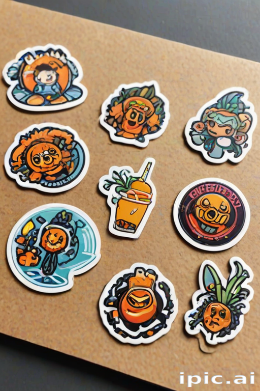 Colorful Collection of Fun Stickers Featuring Whimsical Characters and ...