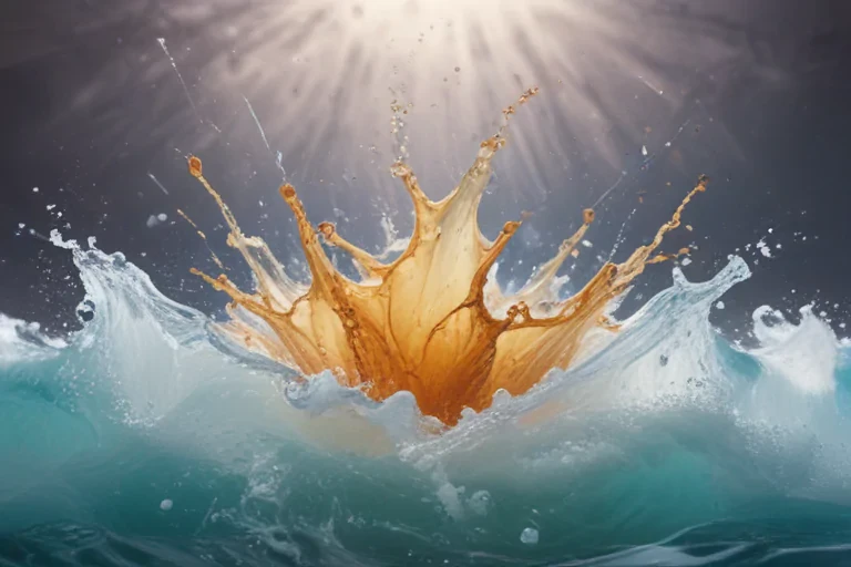 Dynamic Splash of Water with Vibrant Colors Under Bright Sunlight