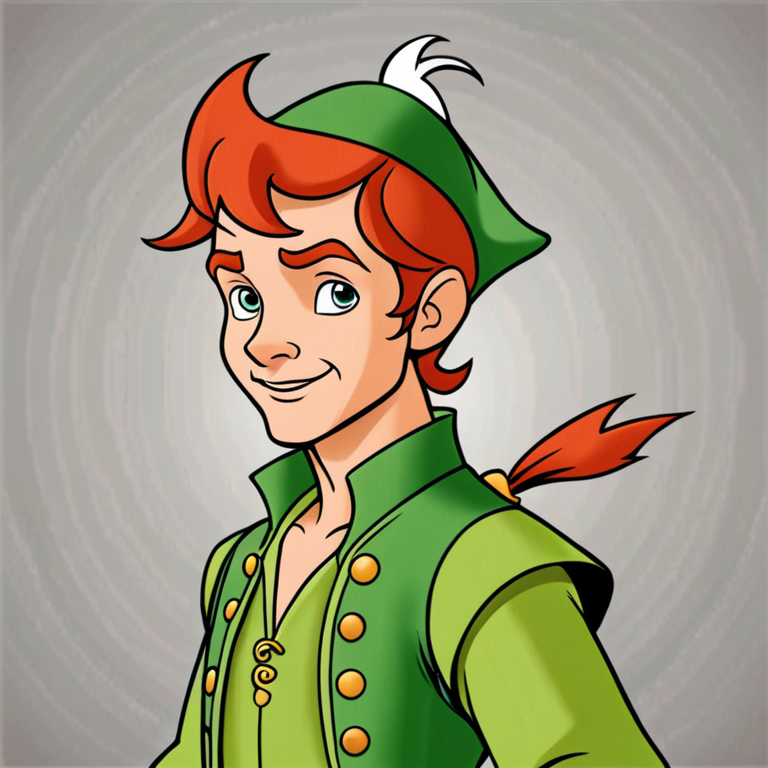 Peter Pan from the cartoon Peter Pan. light red hair. Portrait. Profile ...