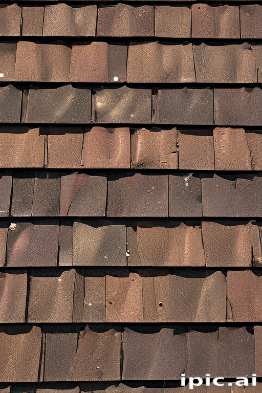 Weathered Roof Shingles Displaying a Rustic Texture and Unique Patterns