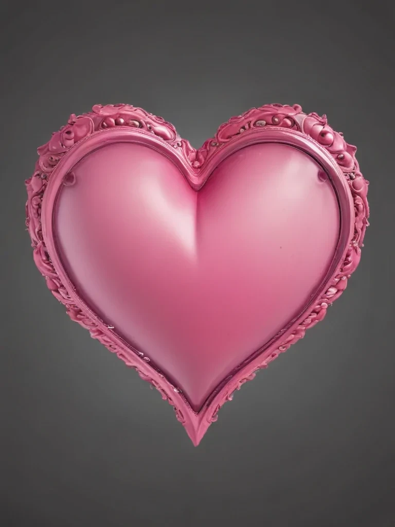 Elegant Pink Heart-Shaped Frame with Intricate Decorative Details and ...