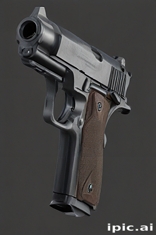Realistic 3D Rendering of a Modern Semi-Automatic Handgun on Display
