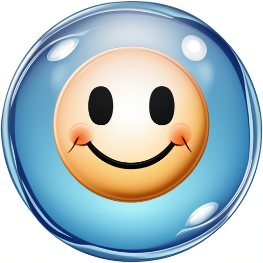 Bright and Cheerful Smiley Face Encased in a Vibrant Blue Bubble