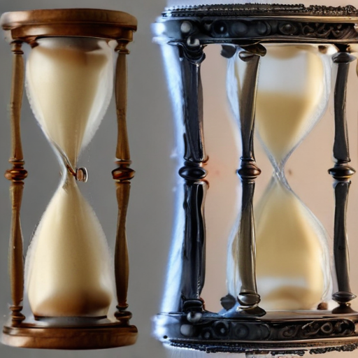 Two Elegant Hourglasses Side by Side, Capturing the Passage of Time