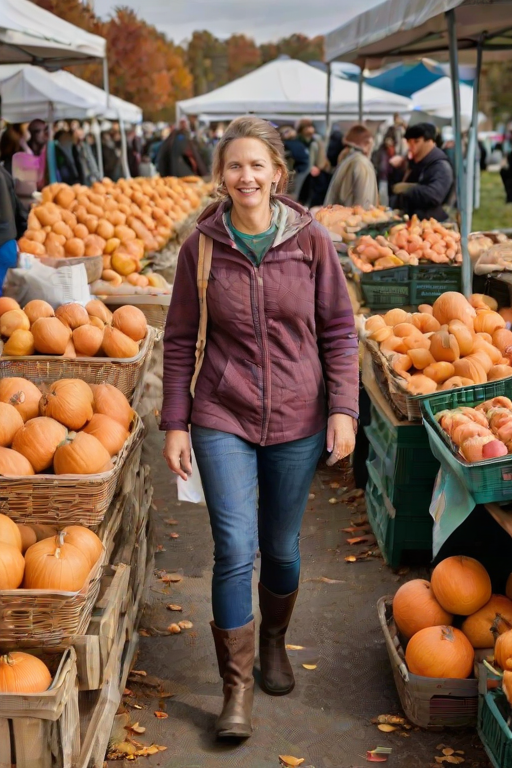 Enjoying a Vibrant Autumn Day at the Local Pumpkin Market Festival