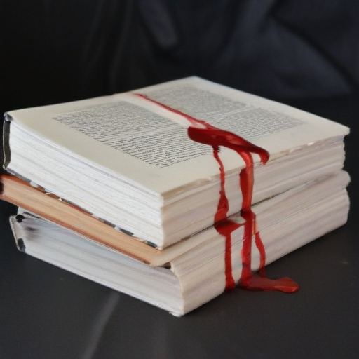 stack of books with blood dripping out of the pages and "escape to the ...