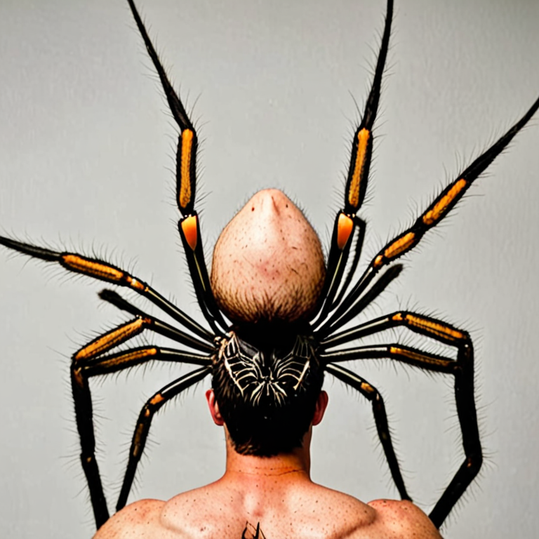 a man with spider legs on his back