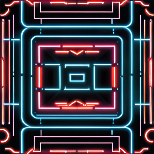 neon outline box arcade style complex tron
