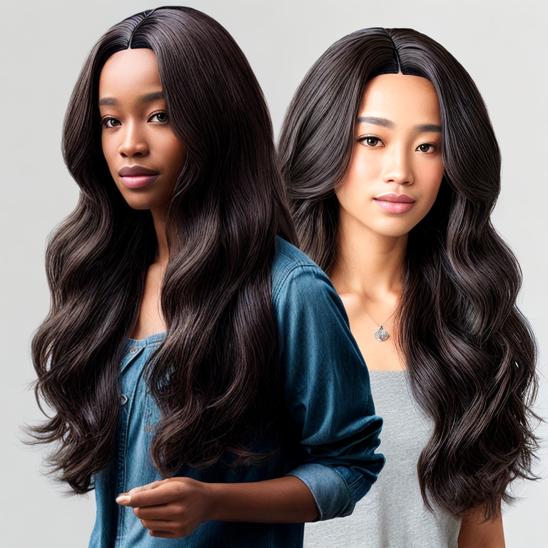 long curly Middle part wig