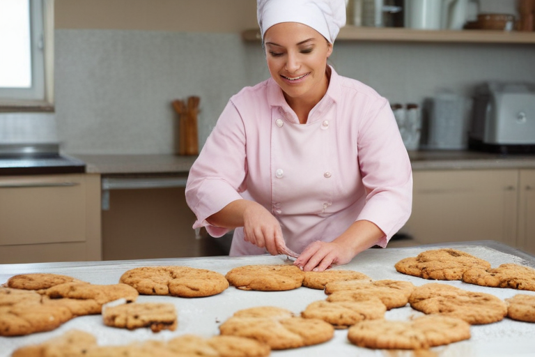 some women baking huge cookies