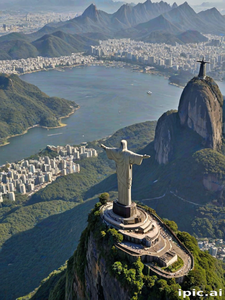 Stunning Aerial View of Christ the Redeemer Overlooking Rio de Janeiro