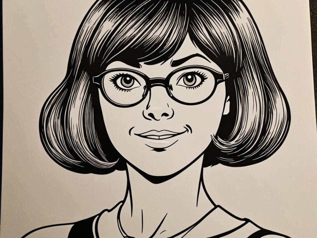 Velma Dinkley fron cartoon Scooby-Doo line art