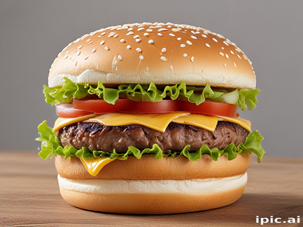 Deliciously Stacked Cheeseburger with Fresh Veggies and Sesame Seed Bun