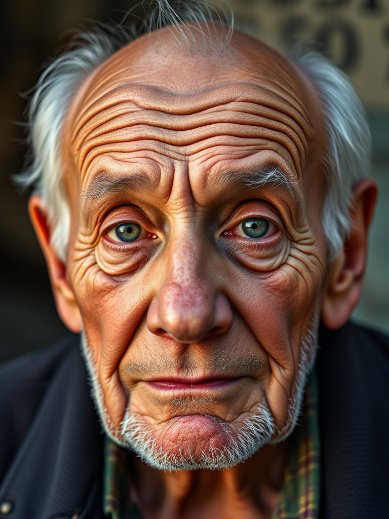 A Close-Up Portrait of an Elderly Man with Deep, Expressive Features