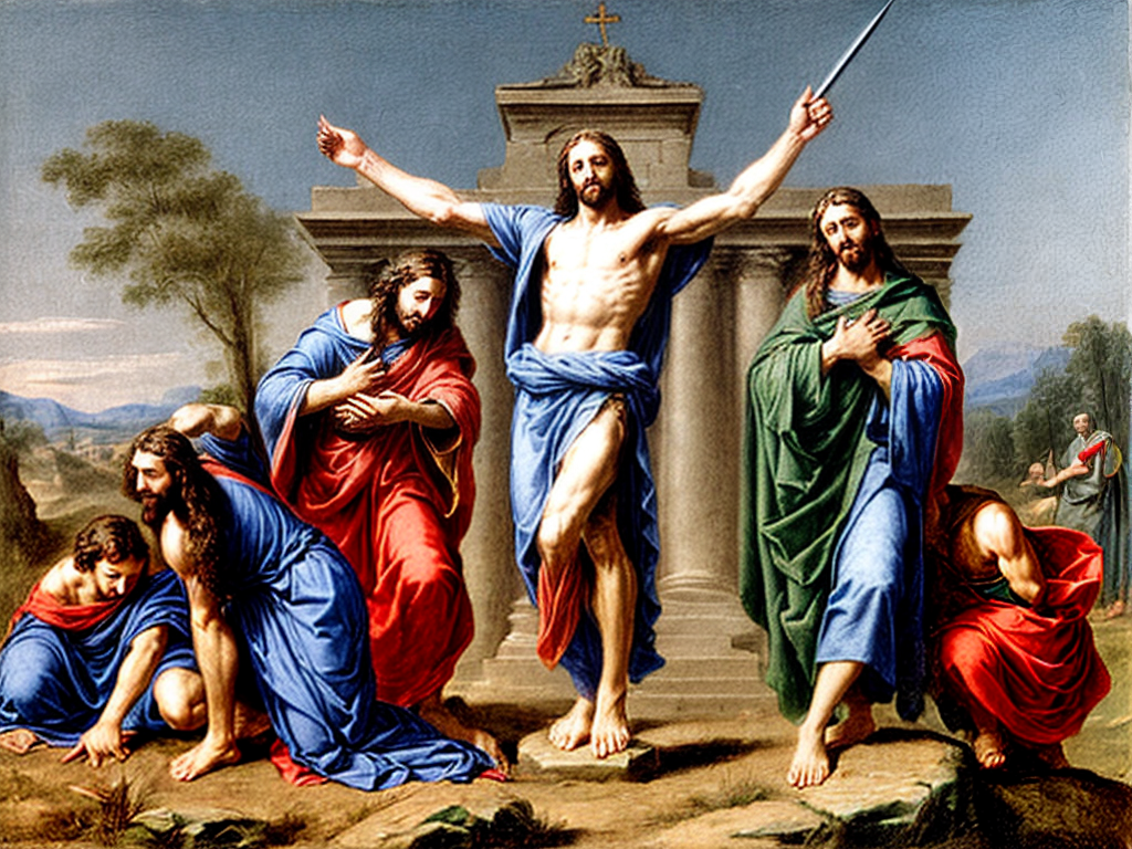 Jesus on s cross being stabbed with a spear