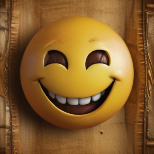 Joyful Smiley Face Emblem Radiating Happiness Against a Warm Background