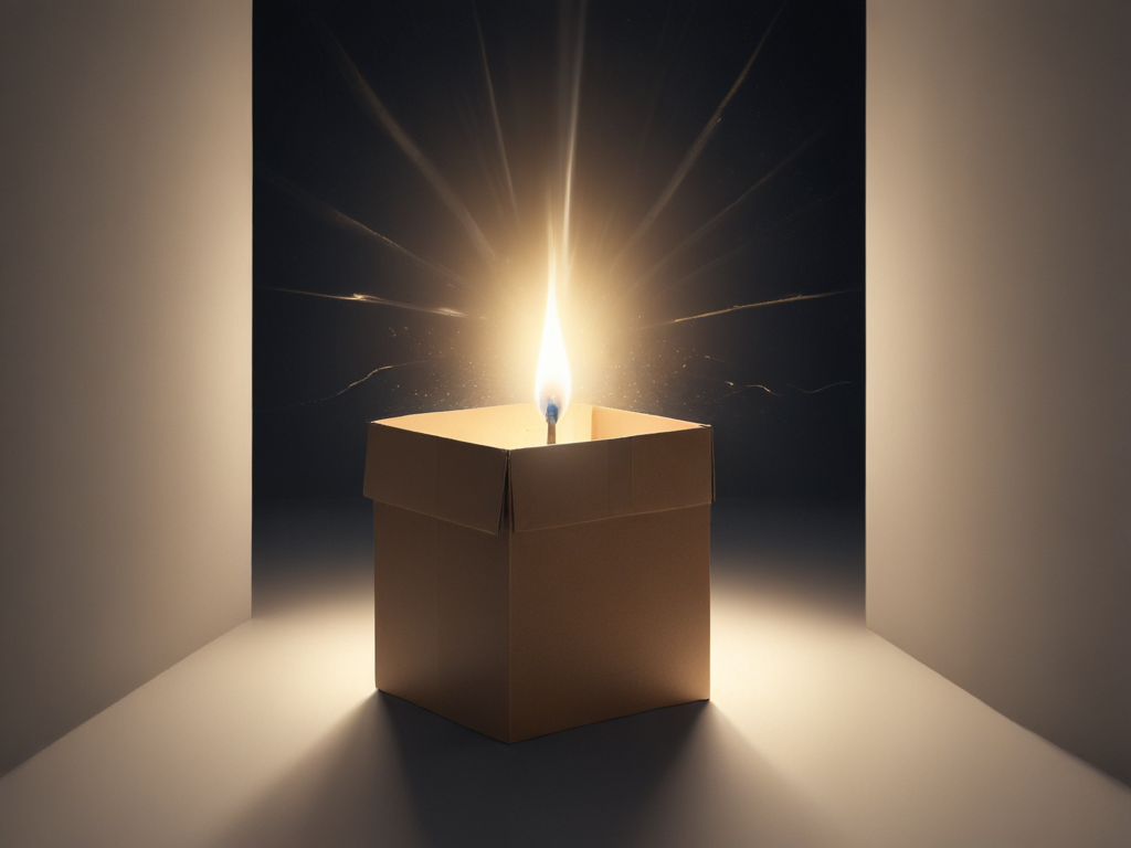 Illustrate the emergence of hope amidst darkness. Show a beam of light ...