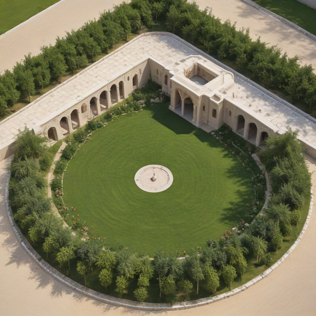 The large garden of Hamid bin Qahtaba Isometric perspective view