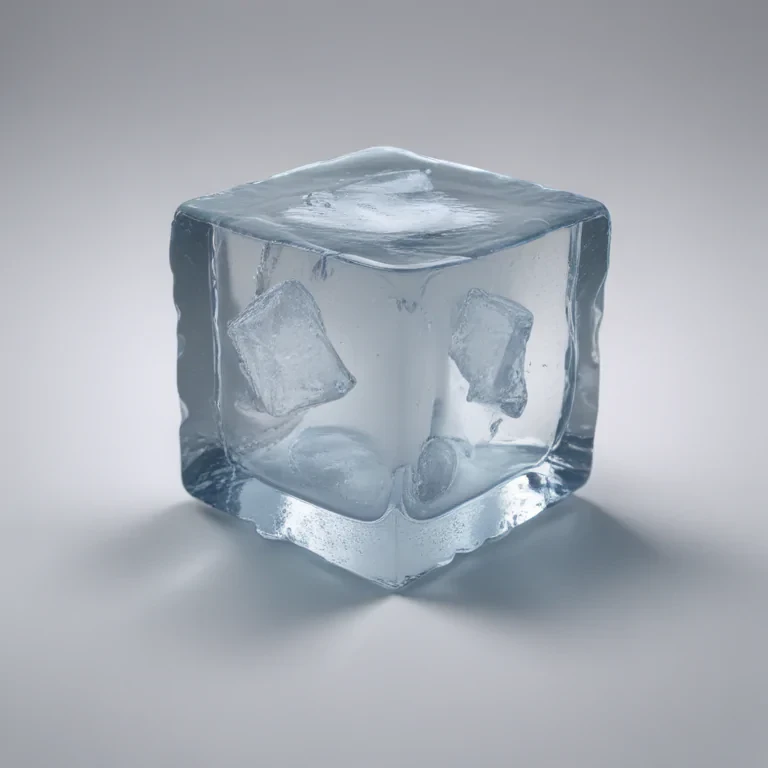 Crystal Clear Ice Cube Glimmering in Soft Light with Intricate Details