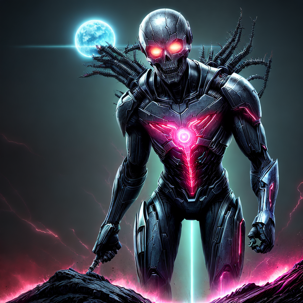 A Death Metal album cover with evil cyborg like humans being operated ...