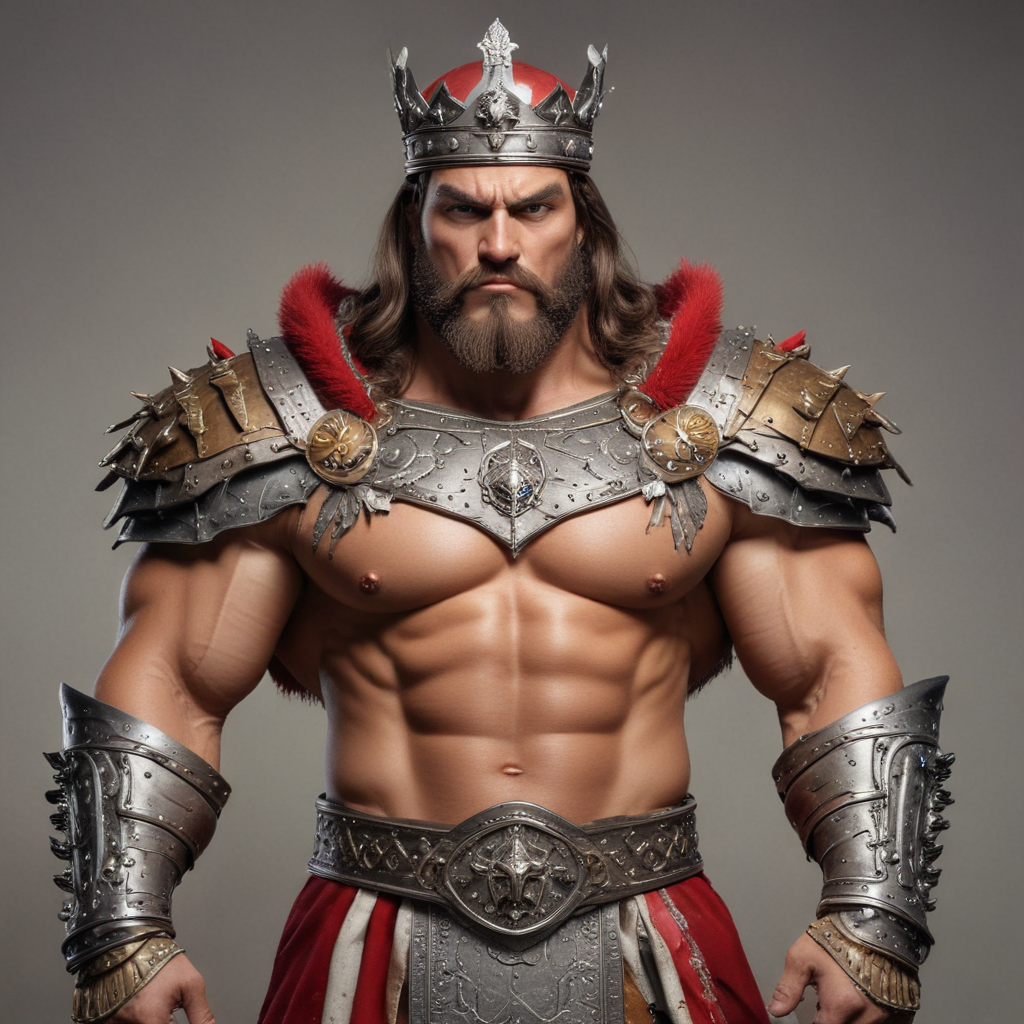 muscular large king with armor