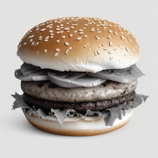 Unusual Hamburger Creation Featuring Grey Ingredients and Unique ...