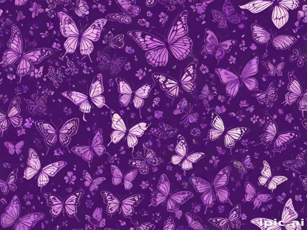 A Vibrant Purple Background Filled with Delicate Butterflies and Floral ...