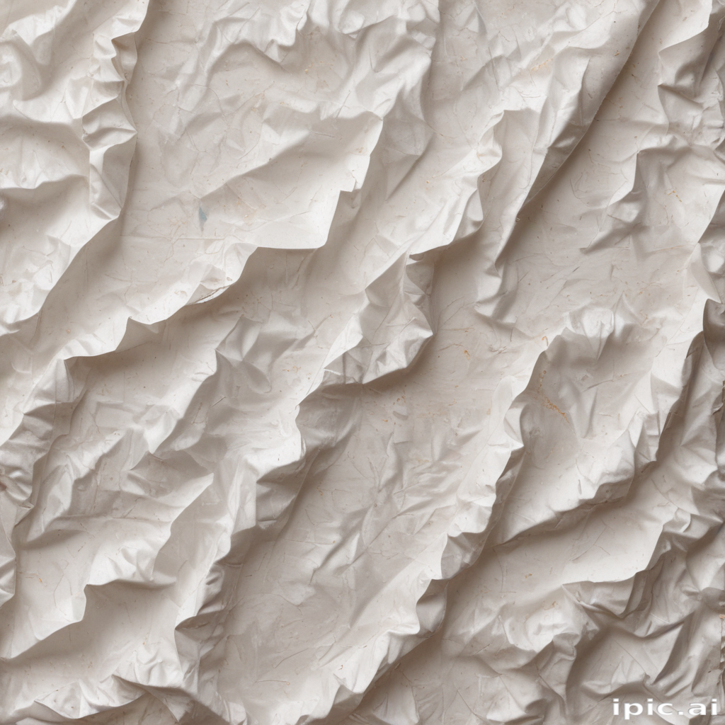 Textured Close-Up of Crumpled White Paper with Intricate Fold Patterns