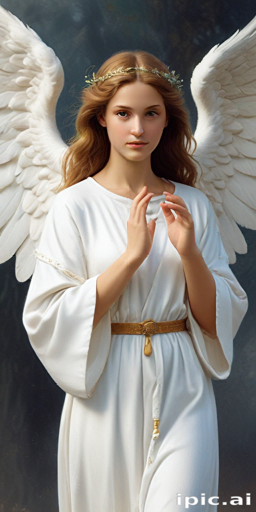 Serene Angel with Majestic Wings Portrayed in Ethereal White Garments