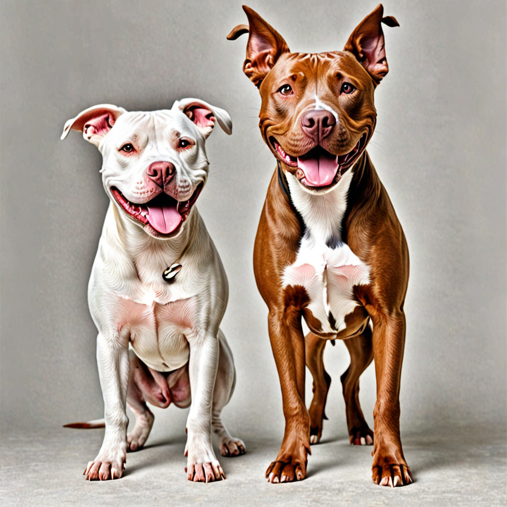 happy cute, 2 different dogs, pitbull , playing, white background ...
