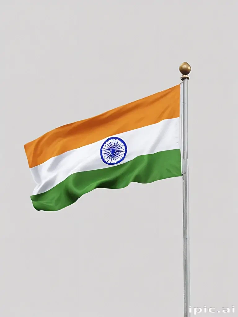 Waving Indian National Flag with Saffron, White, and Green Colors ...