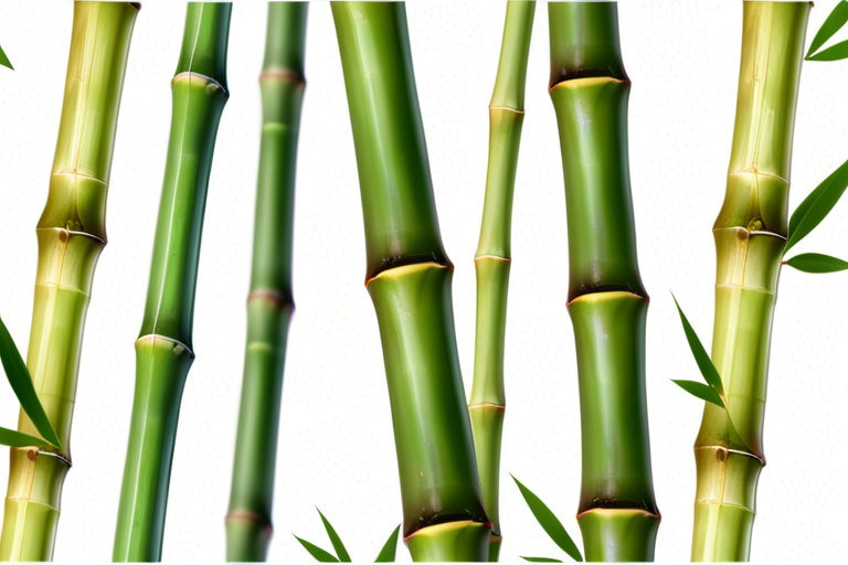 Elegant Green Bamboo Stalks Standing Tall Against a Clean White Background
